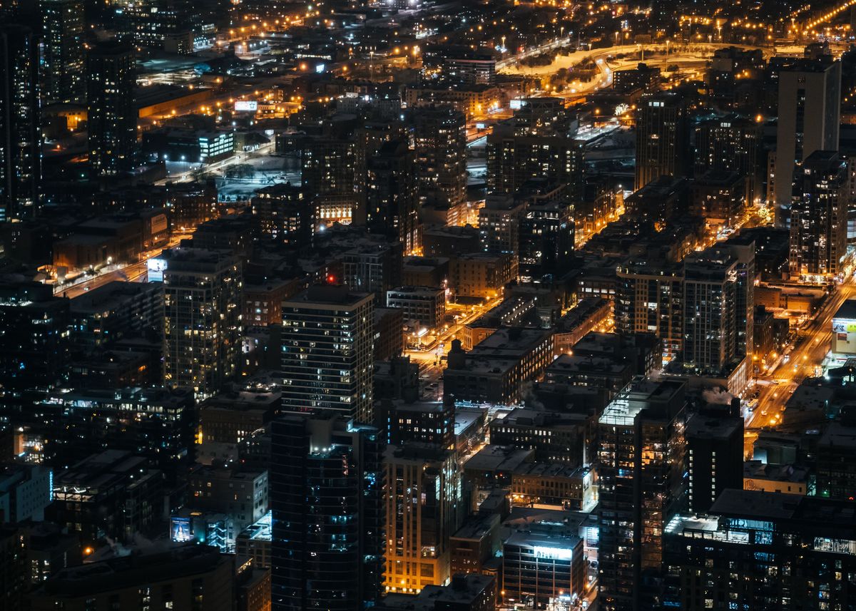 'City Night Shot Top View' Poster, picture, metal print, paint by La ...