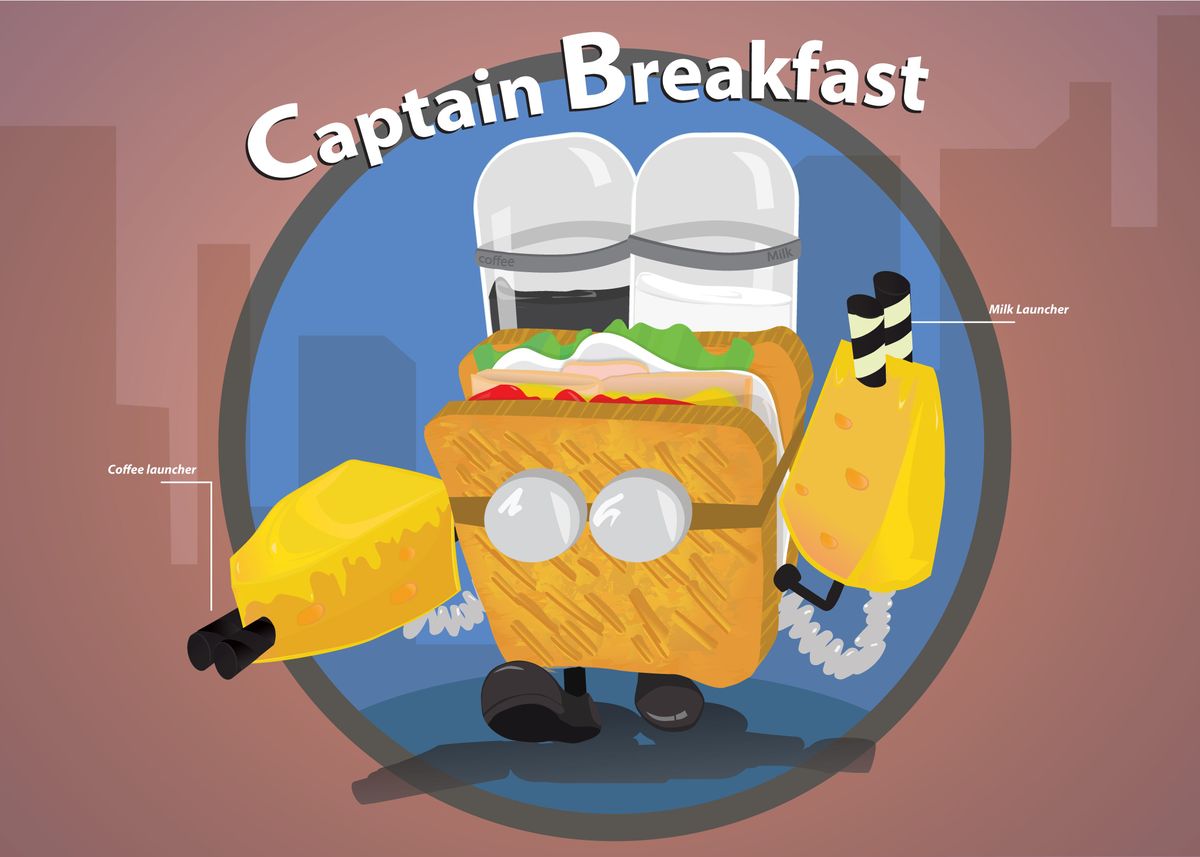 'Captain Breakfast' Poster, picture, metal print, paint by ian Morintoh ...