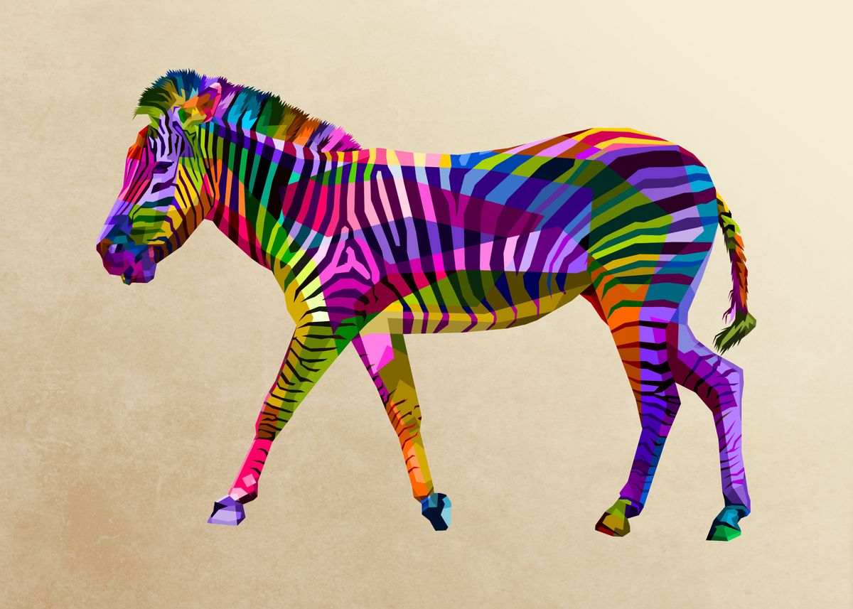 'colorful walking zebra' Poster by peri priatna | Displate