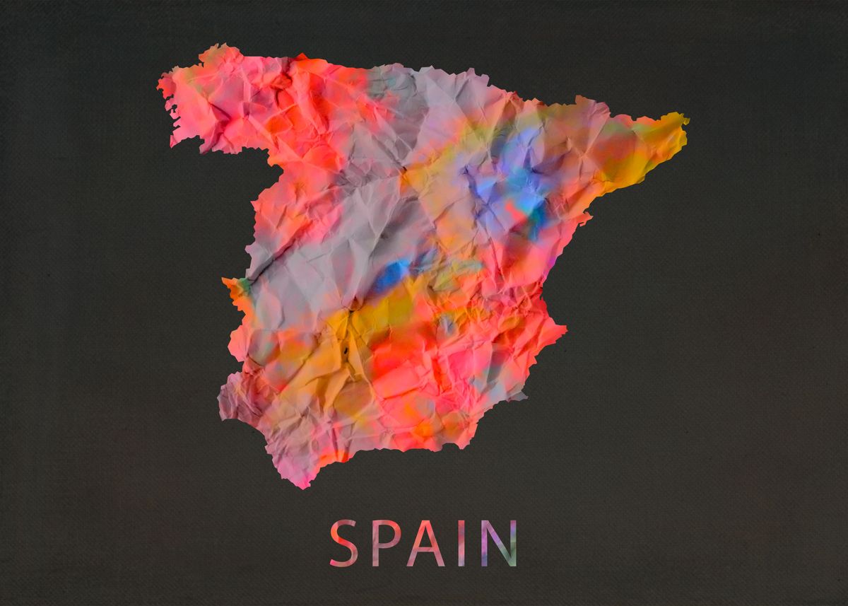 'Spain Tie Dye Map Country' Poster, picture, metal print, paint by ...
