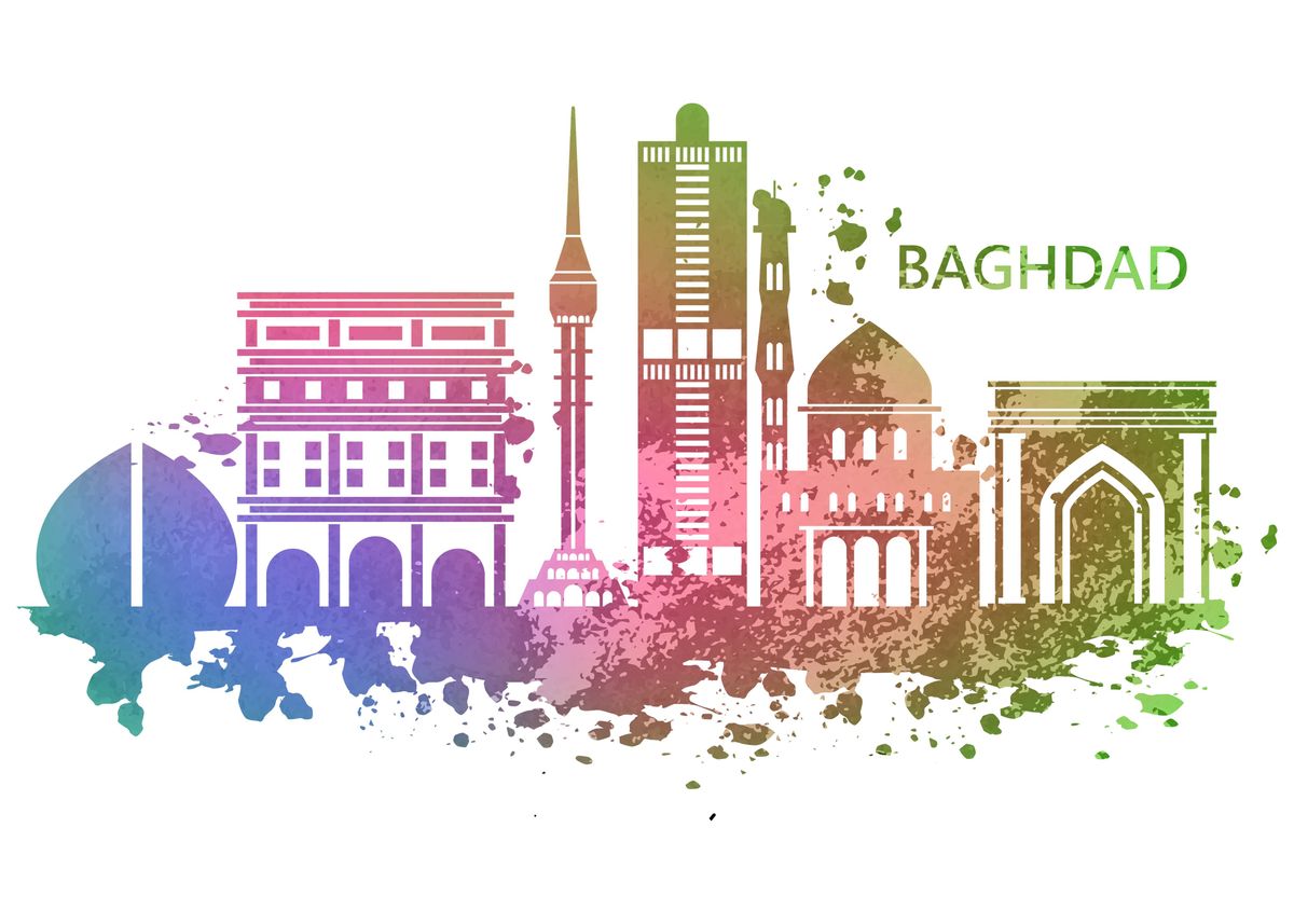 'Watercolor Baghdad Irak' Poster, picture, metal print, paint by ...