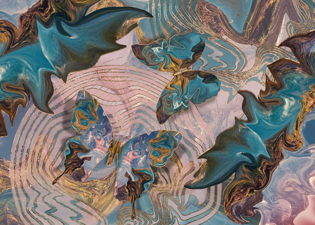 'Butterflies Marble ' Poster by Lioudmila Perry | Displate