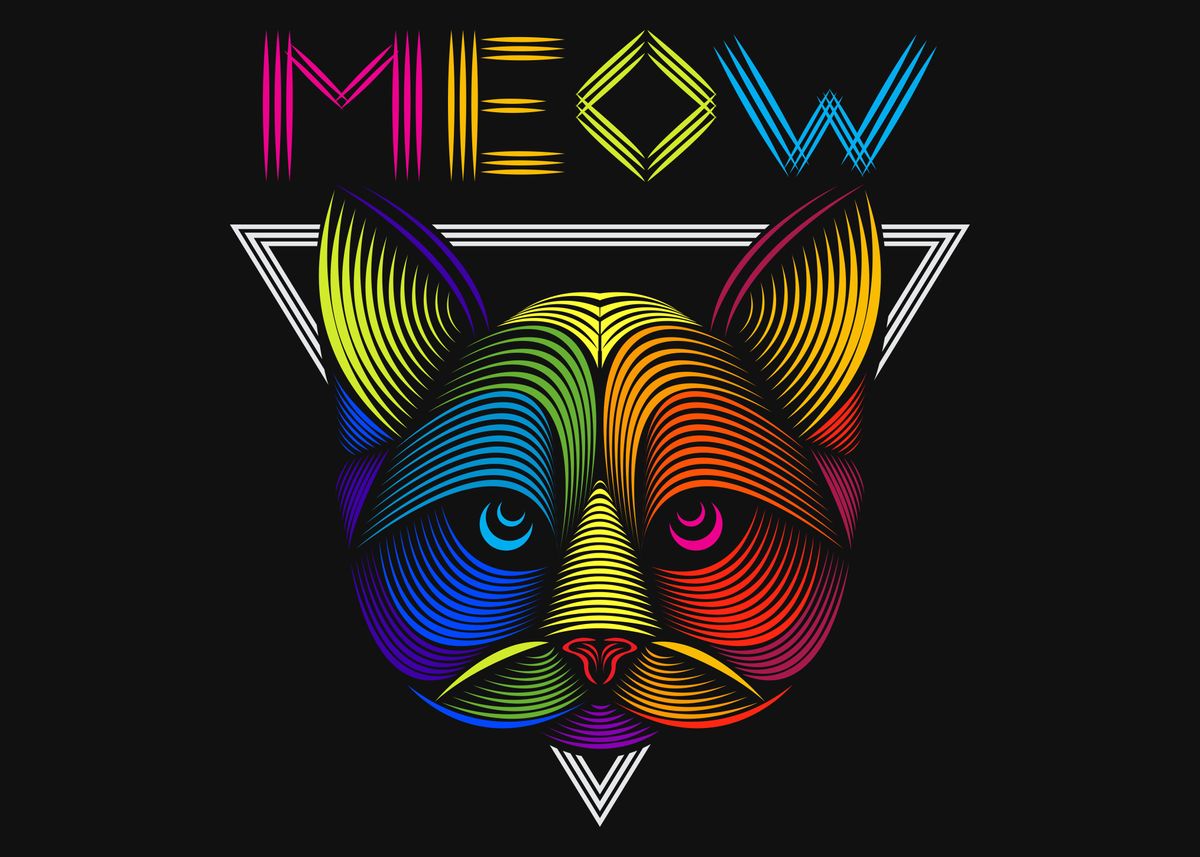 'Meow Colorful' Poster, picture, metal print, paint by Ari yanda | Displate
