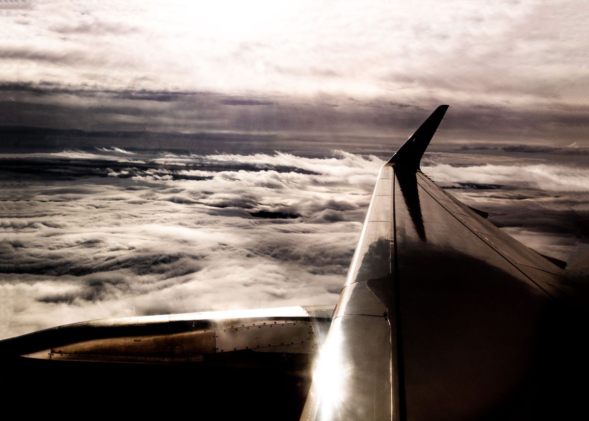 'Between cloud layers plane' Poster, picture, metal print, paint by ...