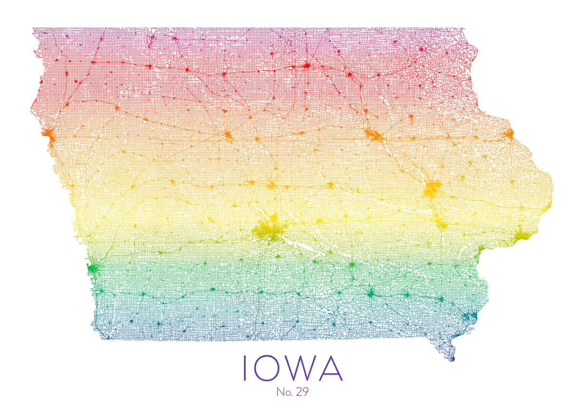 'Iowa State Map' Poster, picture, metal print, paint by Rebekah Farrell ...
