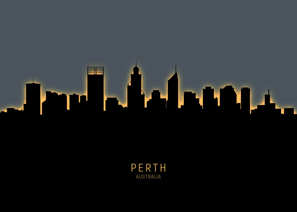 'Perth Australia Skyline' Poster by Michael Tompsett | Displate