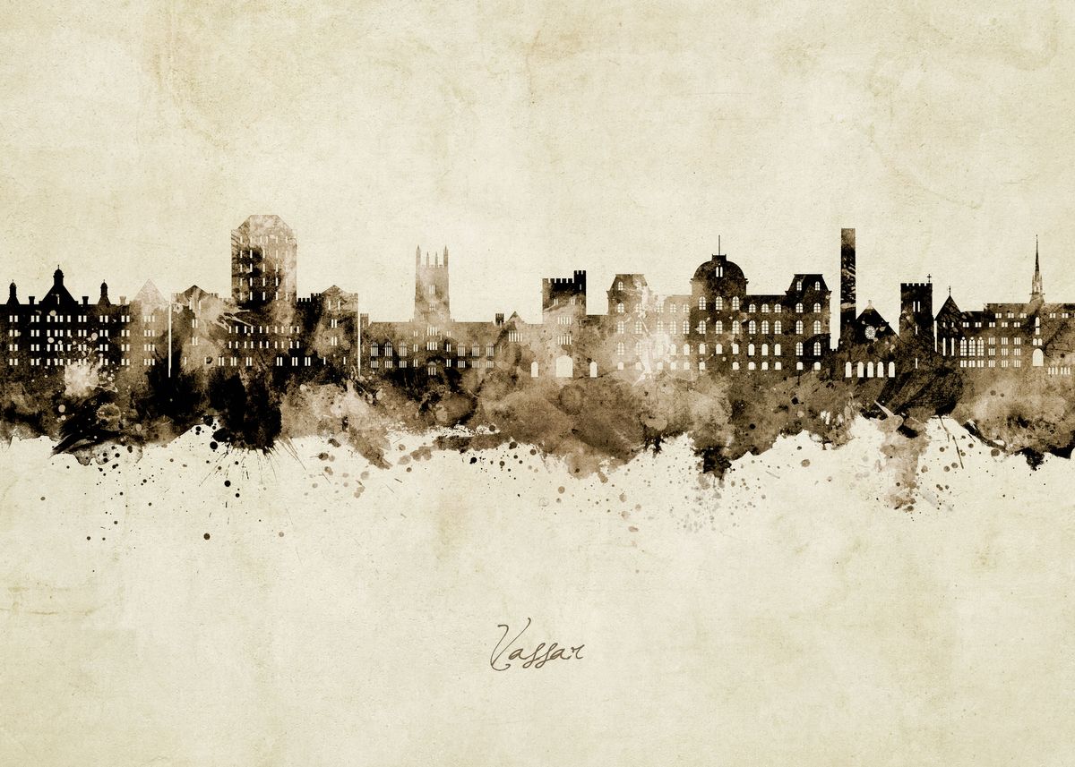 'Vassar New York Skyline' Poster by Michael Tompsett | Displate
