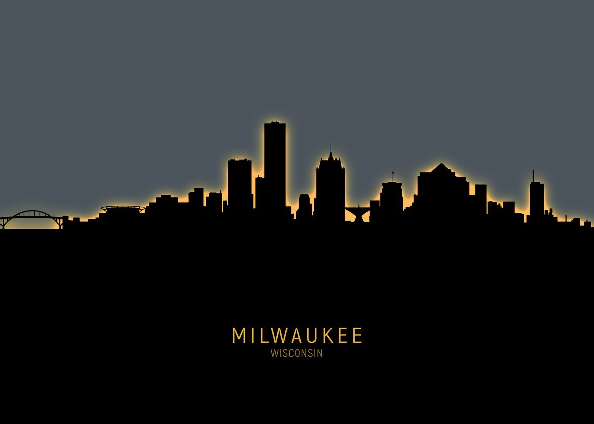 'Milwaukee Skyline' Poster by Michael Tompsett | Displate