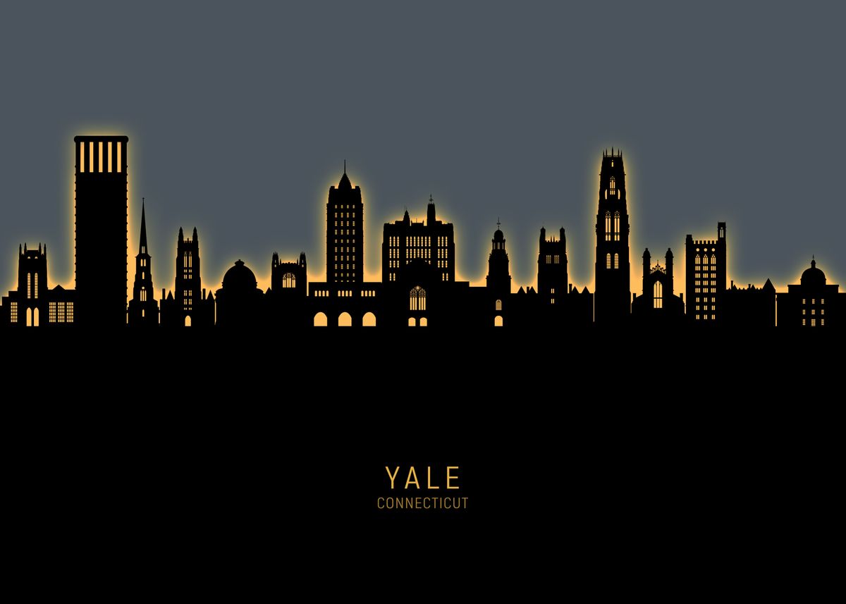 'Yale Connecticut Skyline' Poster by Michael Tompsett | Displate