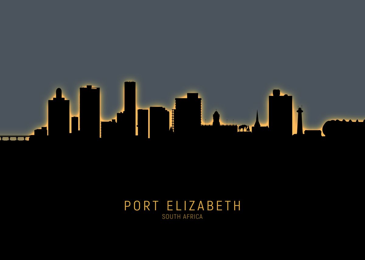 'Port Elizabeth Skyline' Poster, picture, metal print, paint by Michael ...