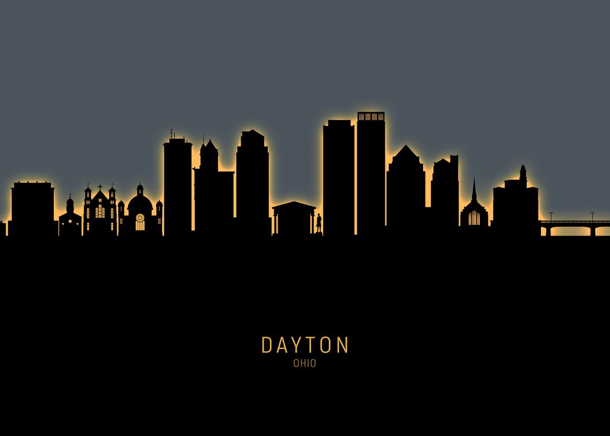 'Dayton Ohio Skyline' Poster, picture, metal print, paint by Michael ...