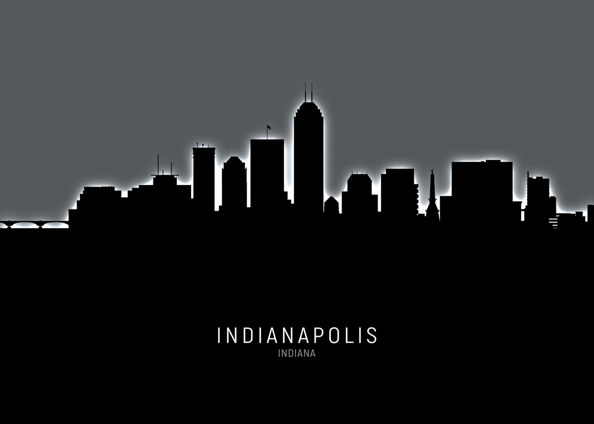 'Indianapolis Skyline' Poster by Michael Tompsett | Displate