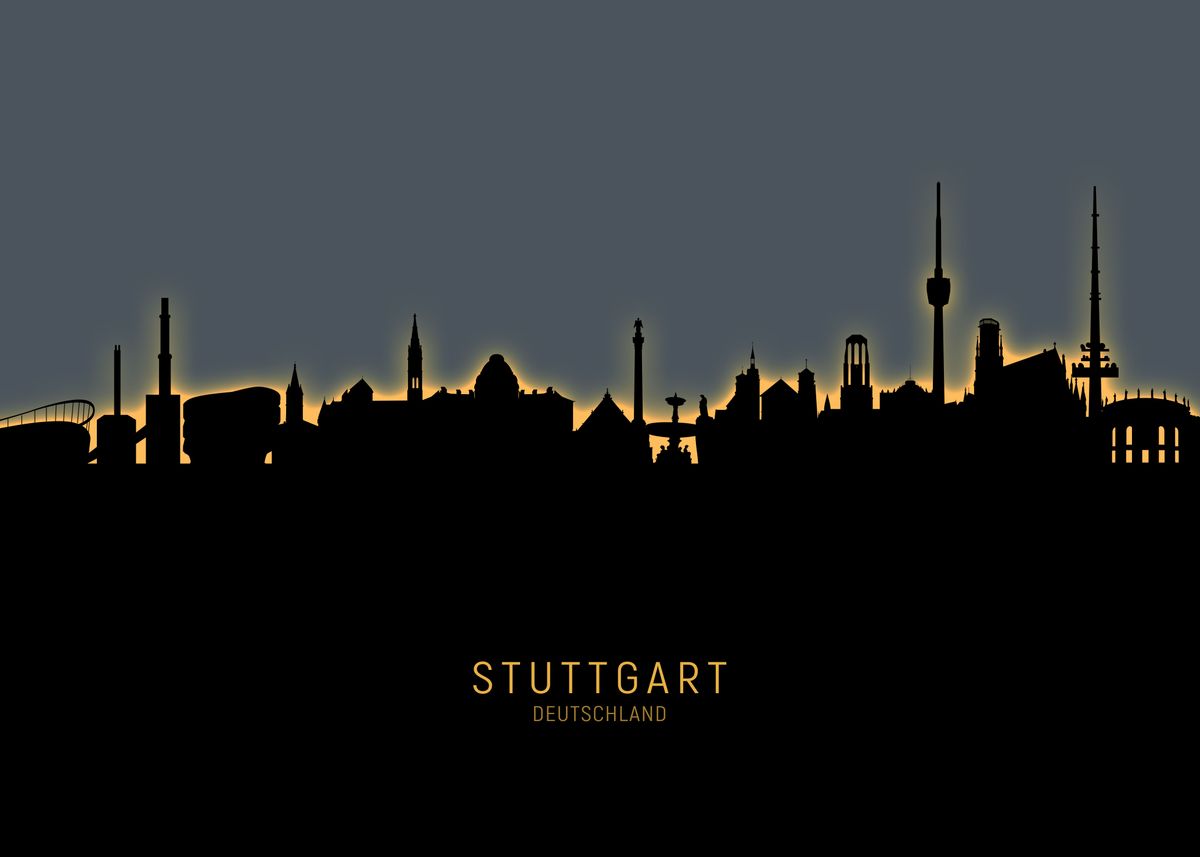 'Stuttgart Skyline' Poster, picture, metal print, paint by Michael ...