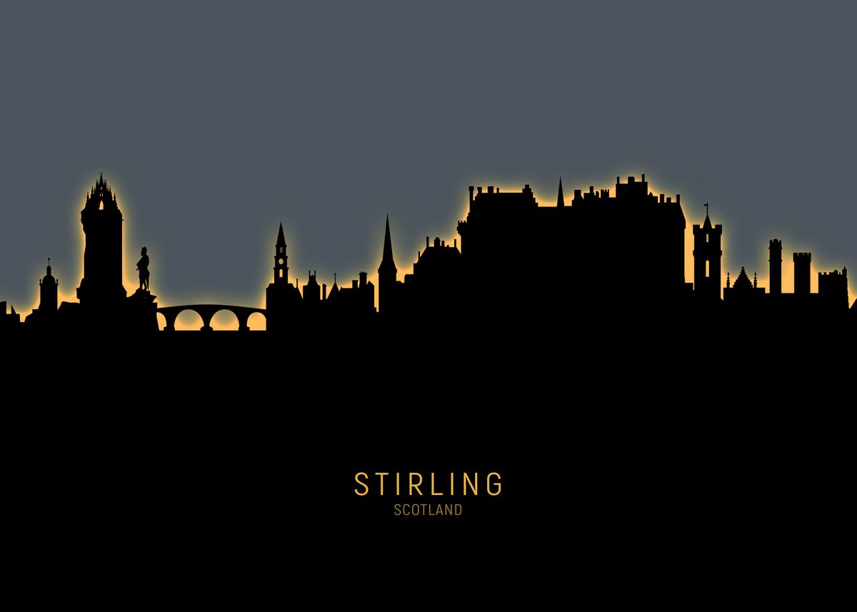 'Stirling Scotland Skyline' Poster, picture, metal print, paint by ...
