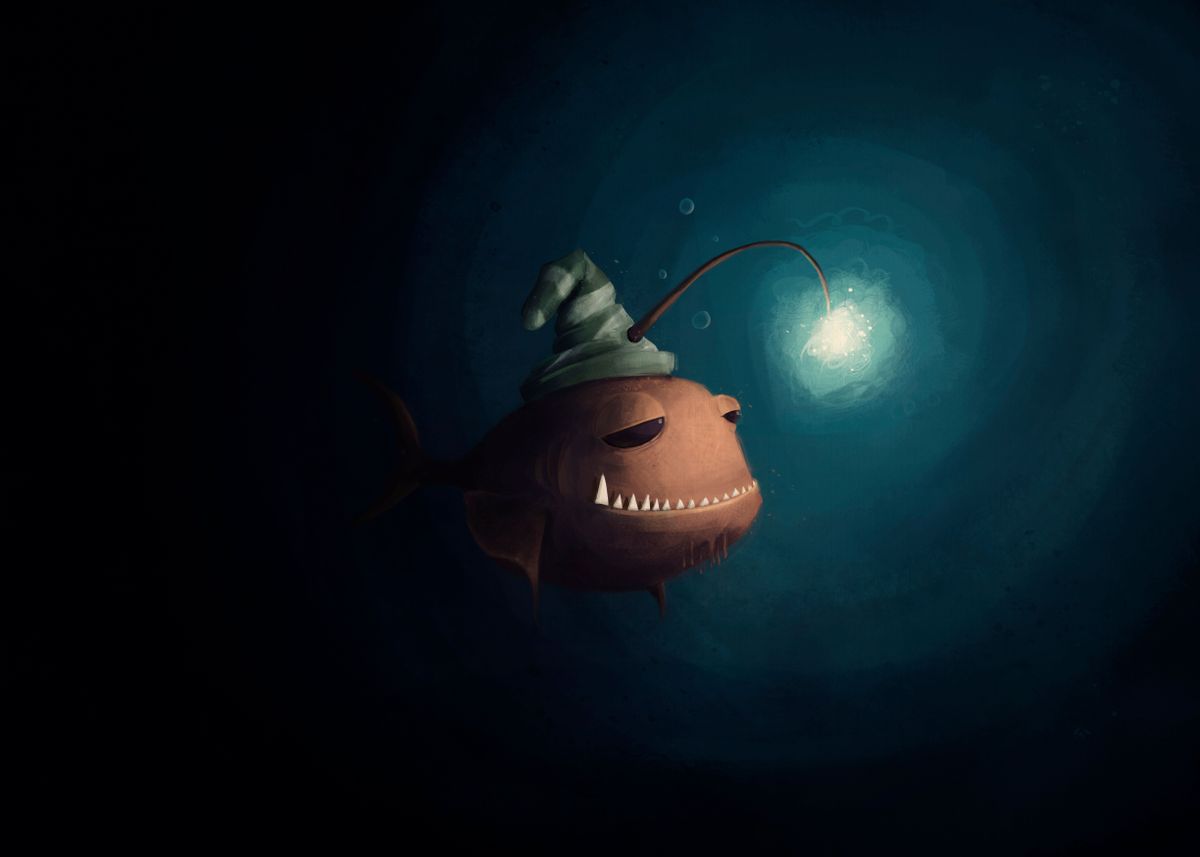 'Sleepy fish' Poster, picture, metal print, paint by Jonathan Kemp ...