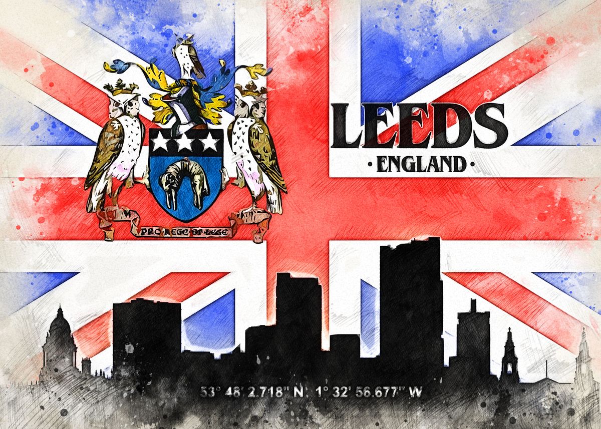 'Leeds' Poster, picture, metal print, paint by Printed Artings | Displate
