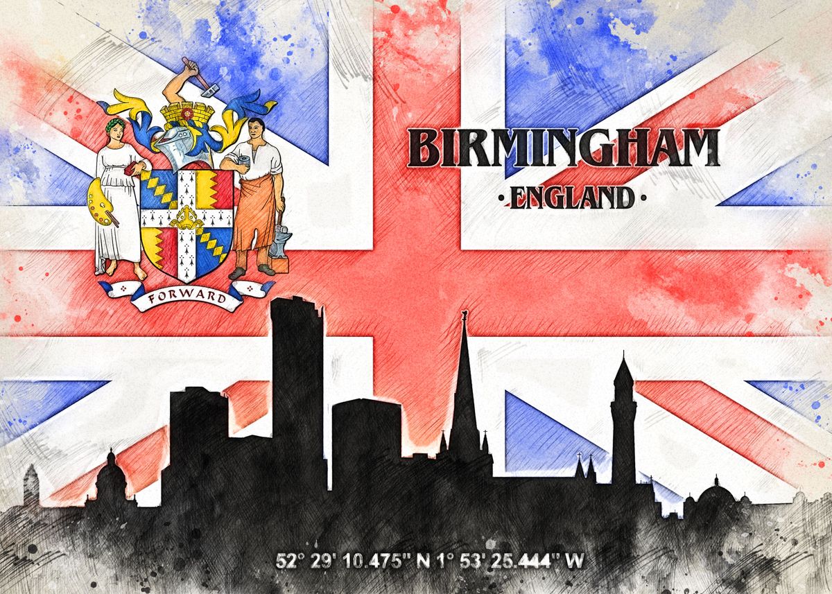 'Birmingham' Poster, picture, metal print, paint by Printed Artings ...