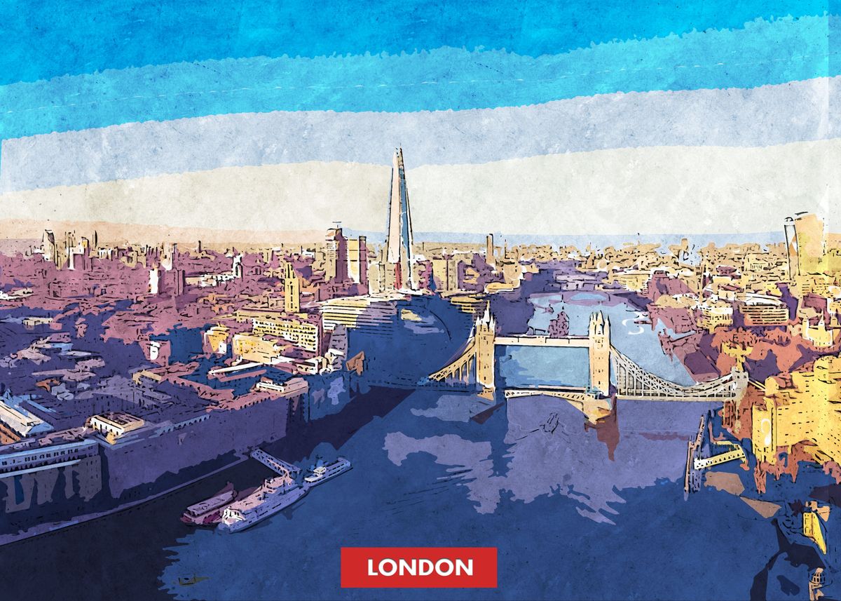 'London City Skyline' Poster, picture, metal print, paint by ...