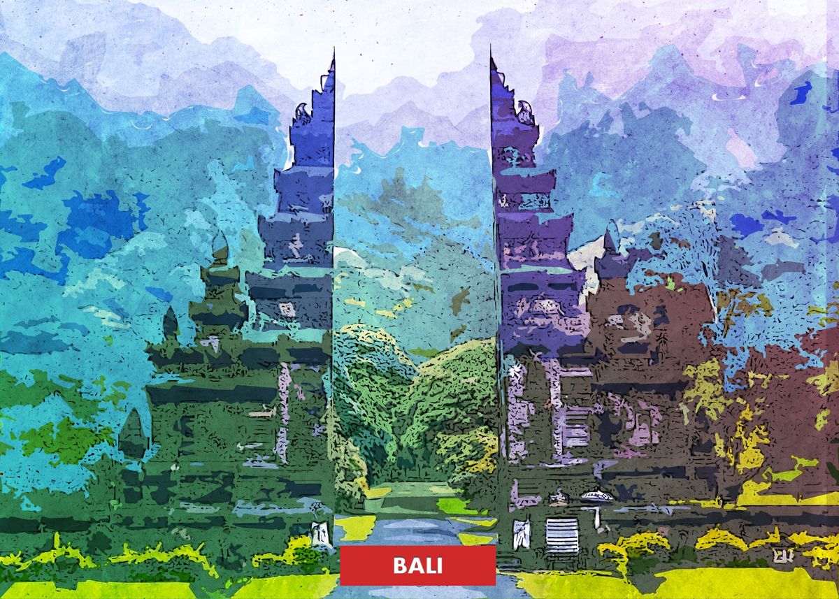 'Bali Temple ' Poster, picture, metal print, paint by Maksymilian Kulig ...