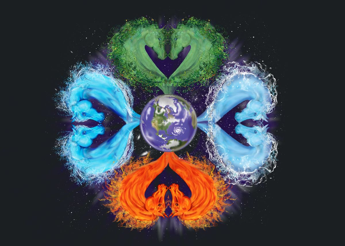 'Elemental Horses' Poster by Linda Belmont | Displate