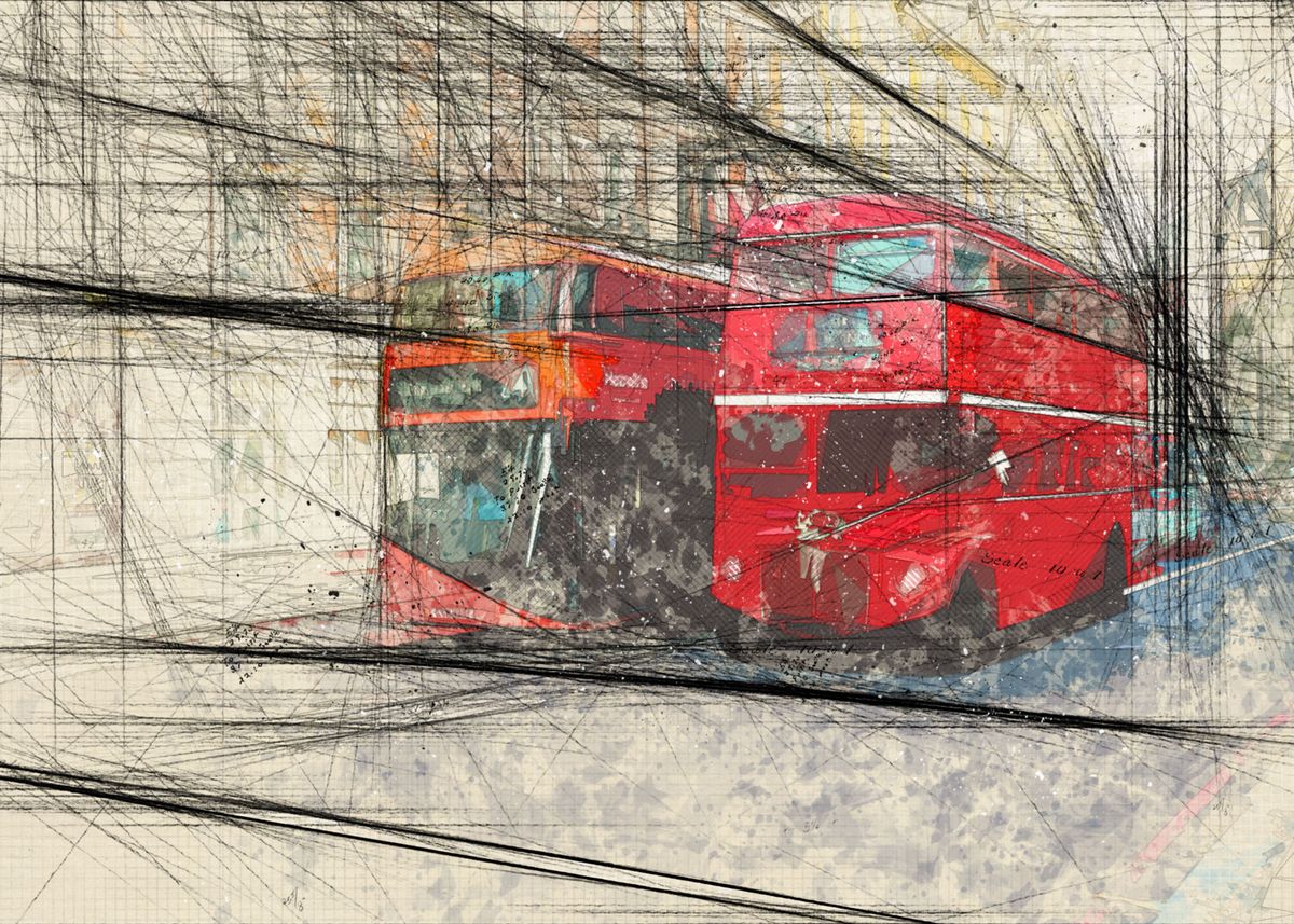 'Red London Bus' Poster, picture, metal print, paint by Enchanted Elm ...