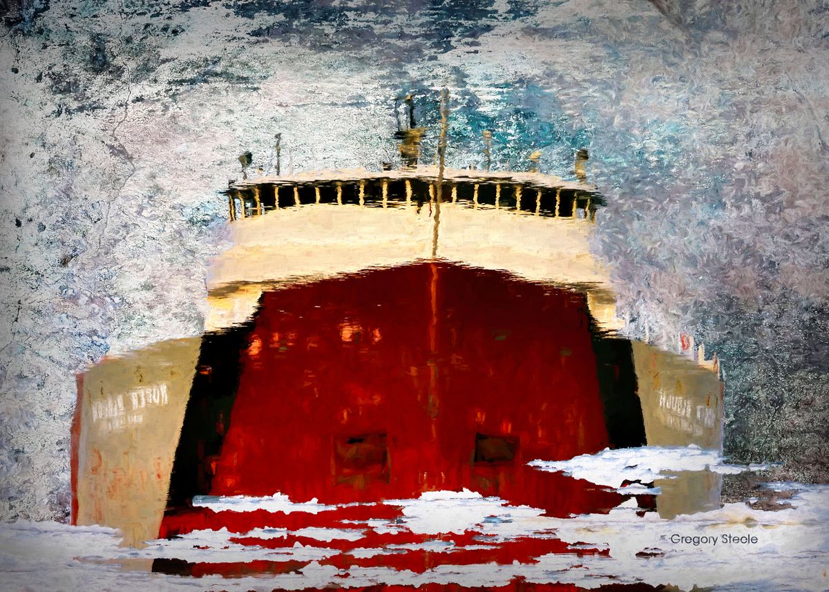 'Freighter reflection art' Poster, picture, metal print, paint by ...
