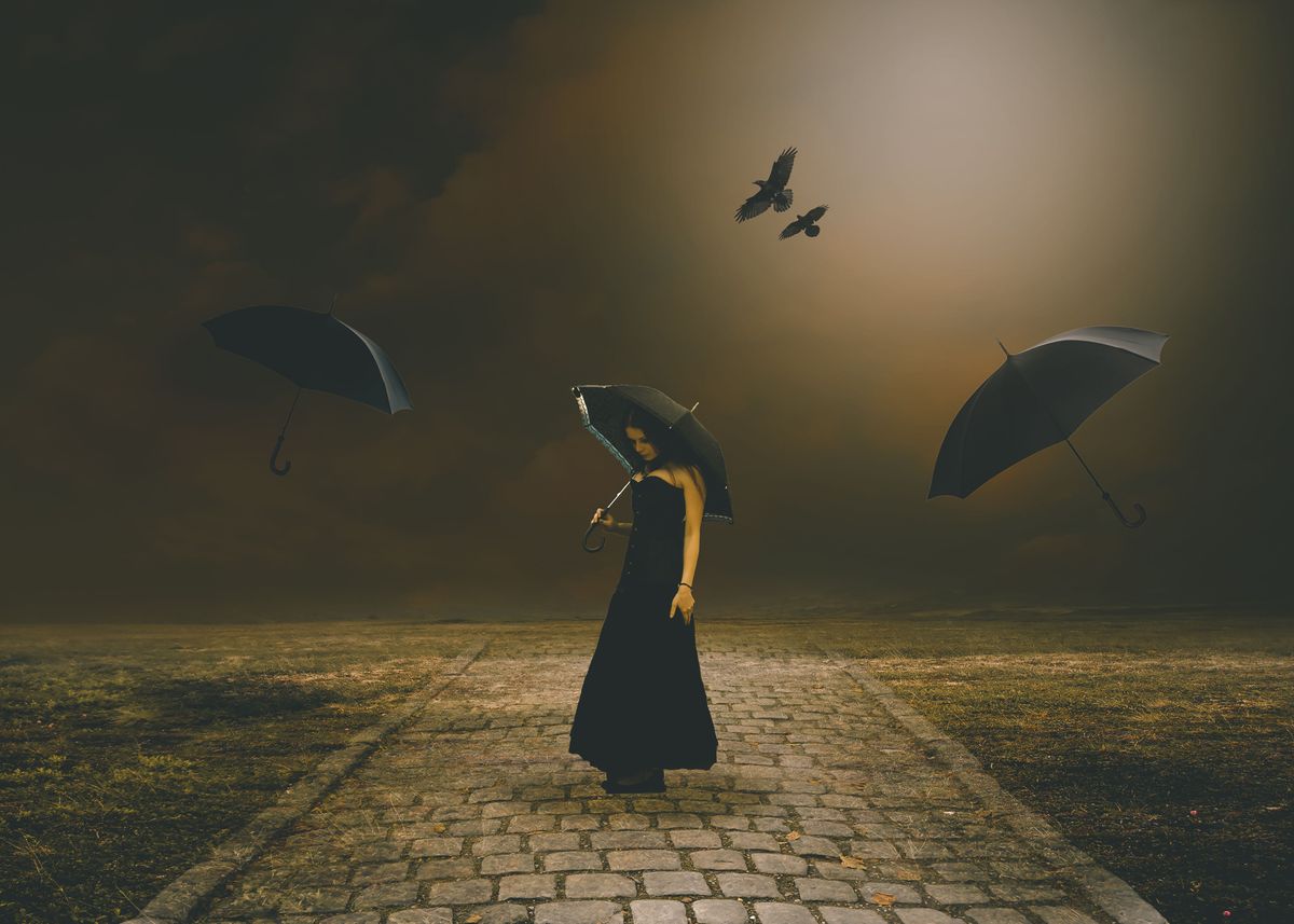 'Gothic Umbrella Girl' Poster, picture, metal print, paint by Axel ...