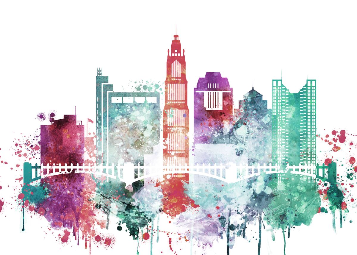 'Columbus Ohio Skyline' Poster, picture, metal print, paint by Dim ...