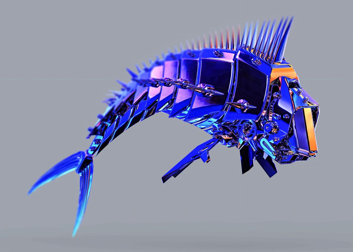 'MECH FISH ' Poster, picture, metal print, paint by maxwell182 | Displate