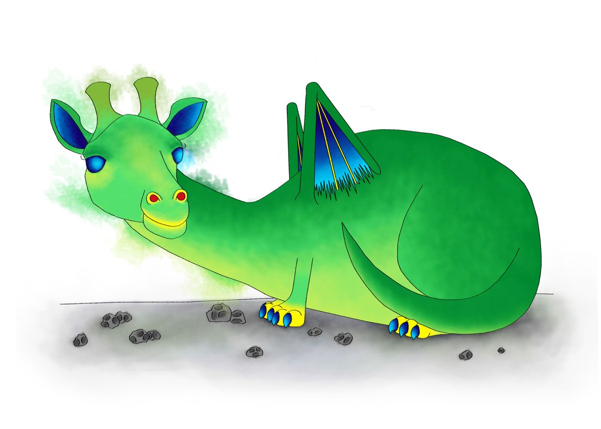 'Crouching Green Dragon' Poster, picture, metal print, paint by Emma L ...