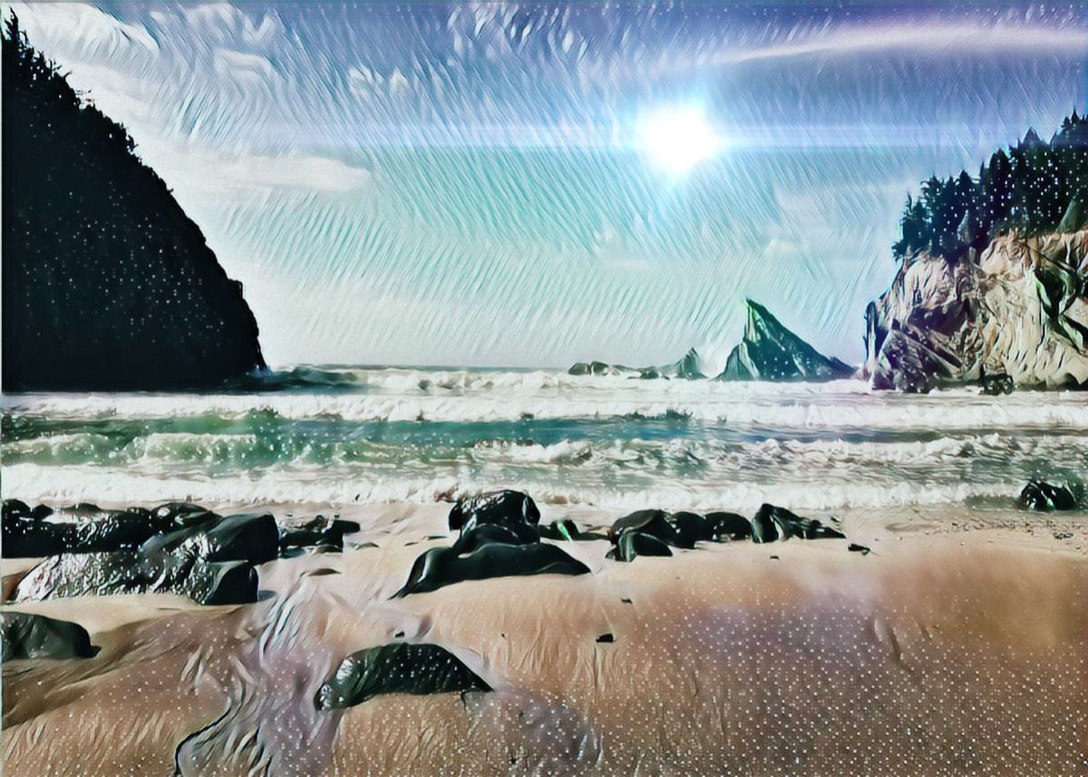 'Pacific waves' Poster, picture, metal print, paint by B.Alexandra ...