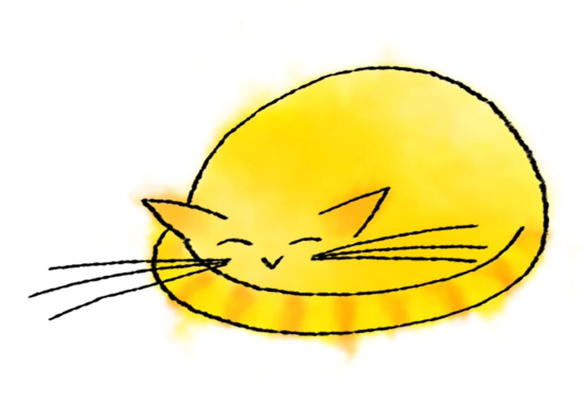 'Curled Yellow Cat' Poster, picture, metal print, paint by Emma L ...