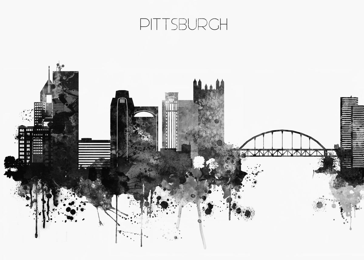 'Pittsburgh Skyline' Poster, picture, metal print, paint by Dim | Displate