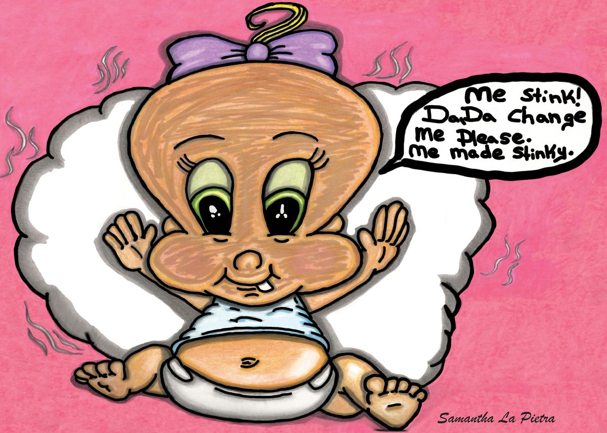 'Stinky baby' Poster, picture, metal print, paint by Samantha La Pietra ...