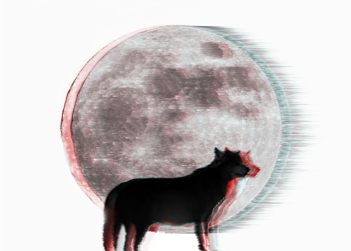 'The Wolf is Glitched' Poster, picture, metal print, paint by SP | Displate