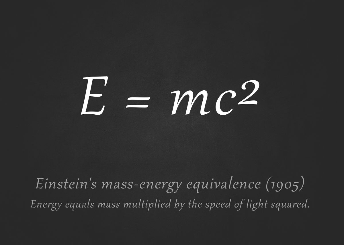'Mass energy equivalence' Poster, picture, metal print, paint by ...