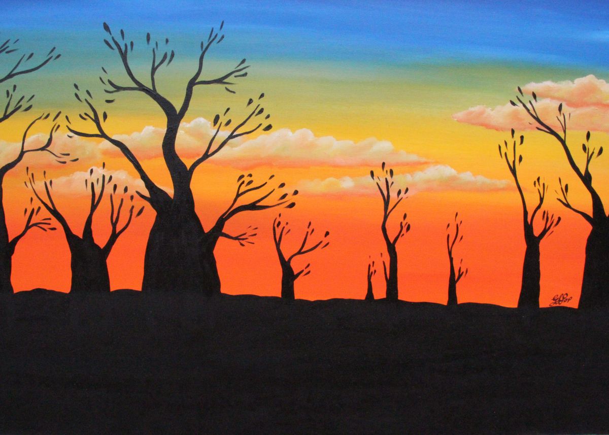 'Boab Sunset' Poster, picture, metal print, paint by Gemma Louise Pap ...