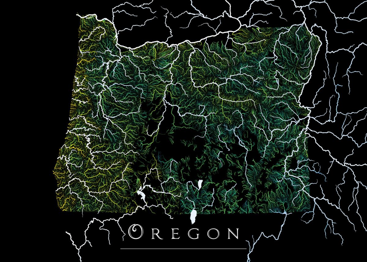 'Oregon Rivers' Poster by Soula Studios | Displate