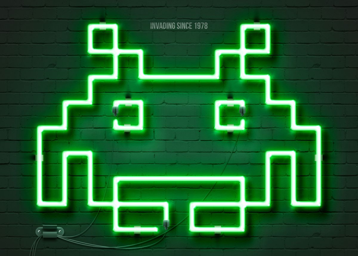 'Space Invaders' Poster, picture, metal print, paint by StuStu | Displate