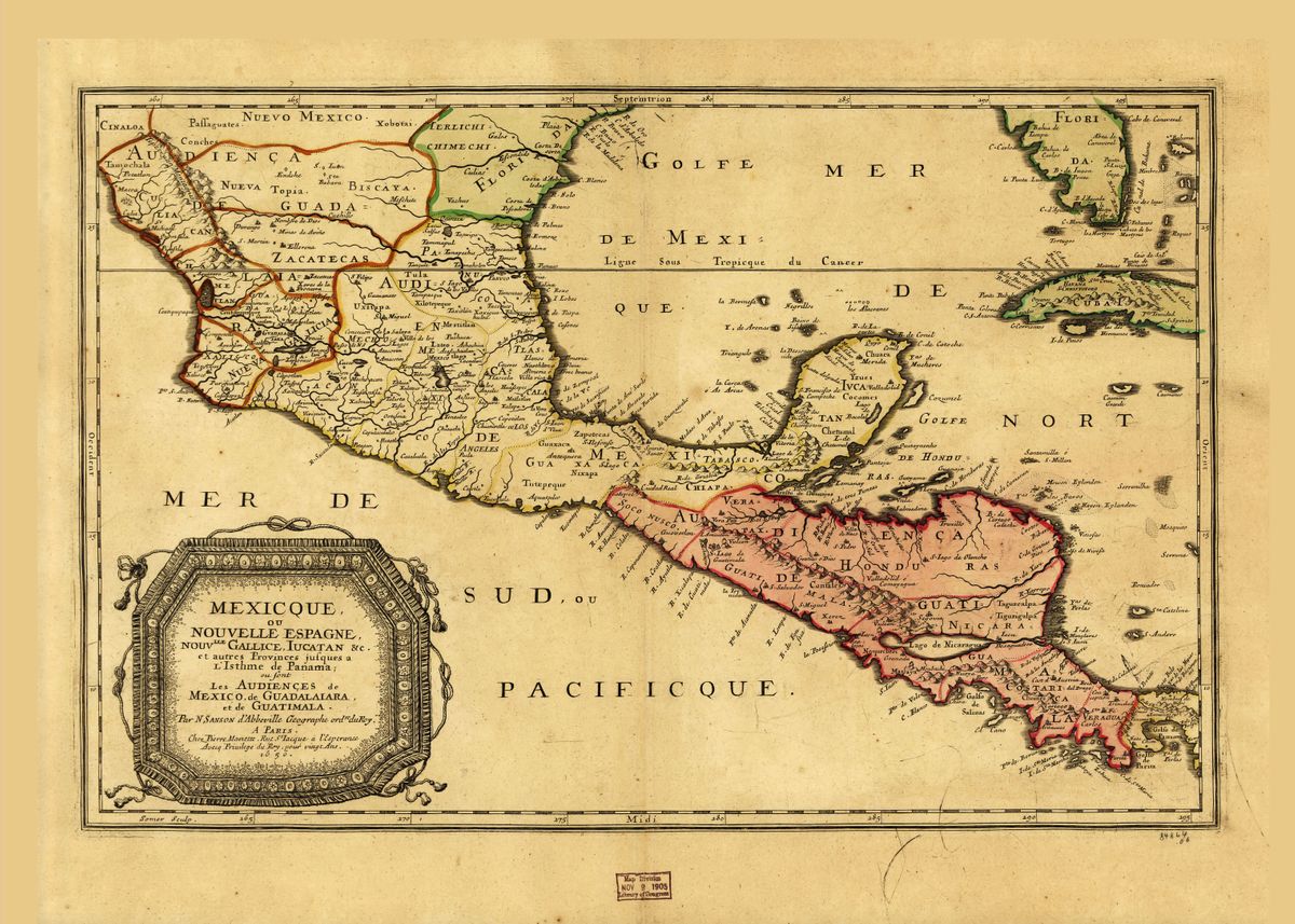 'Mexico Map 1656' Poster, picture, metal print, paint by Janice M ...