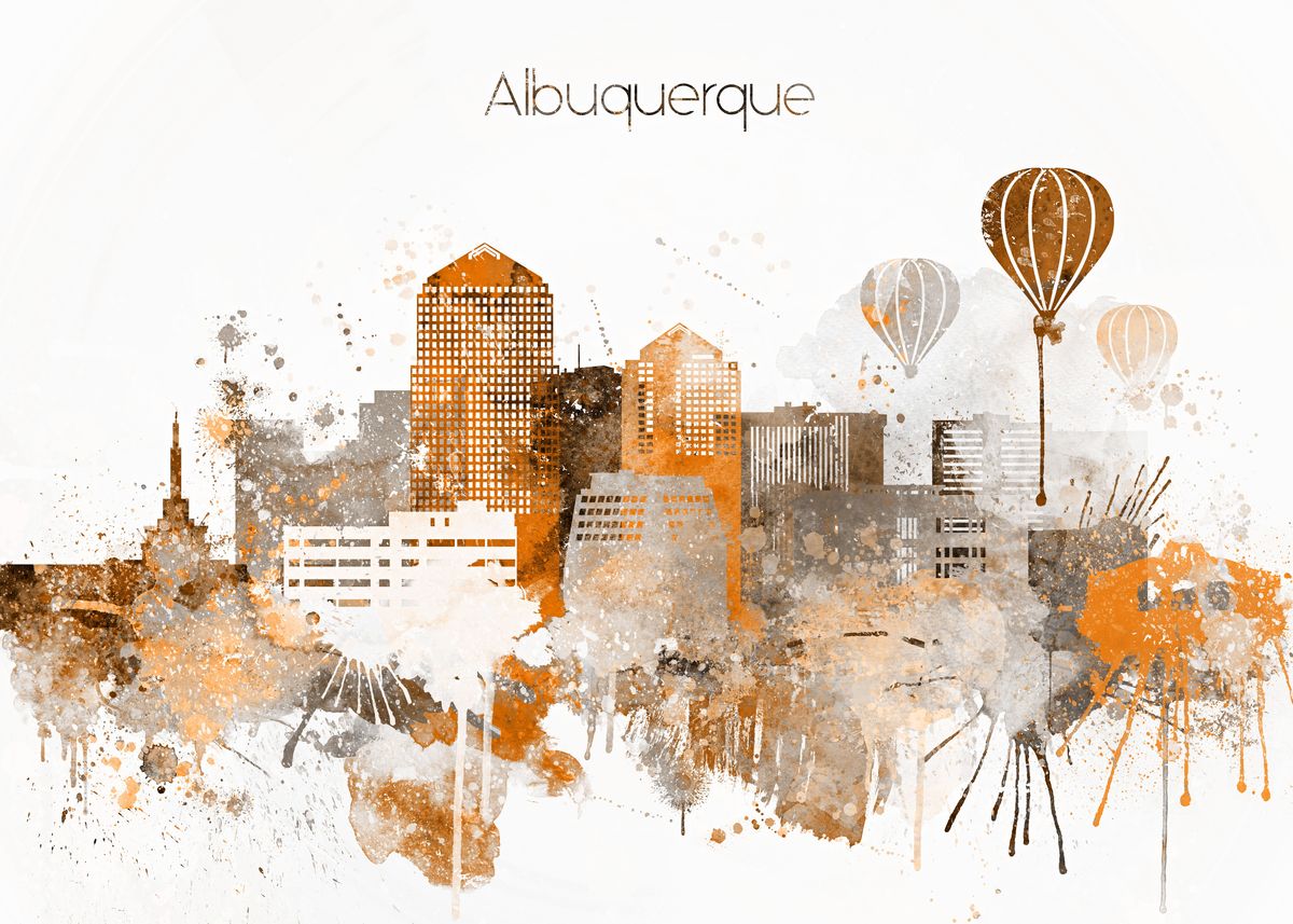 'Albuquerque City Skyline' Poster, picture, metal print, paint by Dim ...
