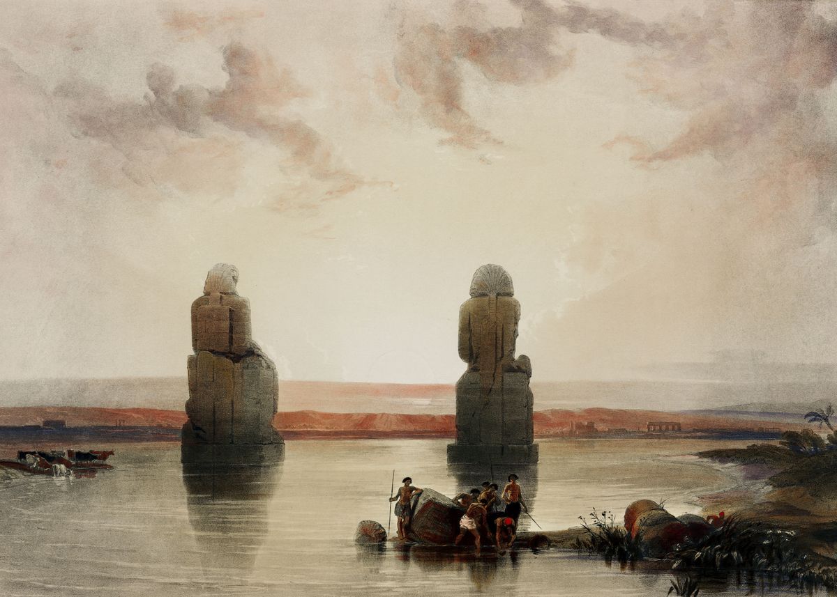 'Statues of Memnon 1849' Poster, picture, metal print, paint by Holy ...