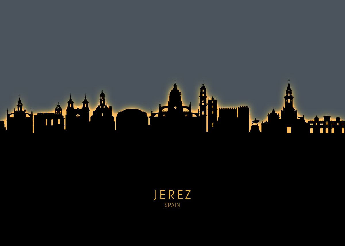 'Jerez Spain Skyline' Poster, picture, metal print, paint by Michael ...