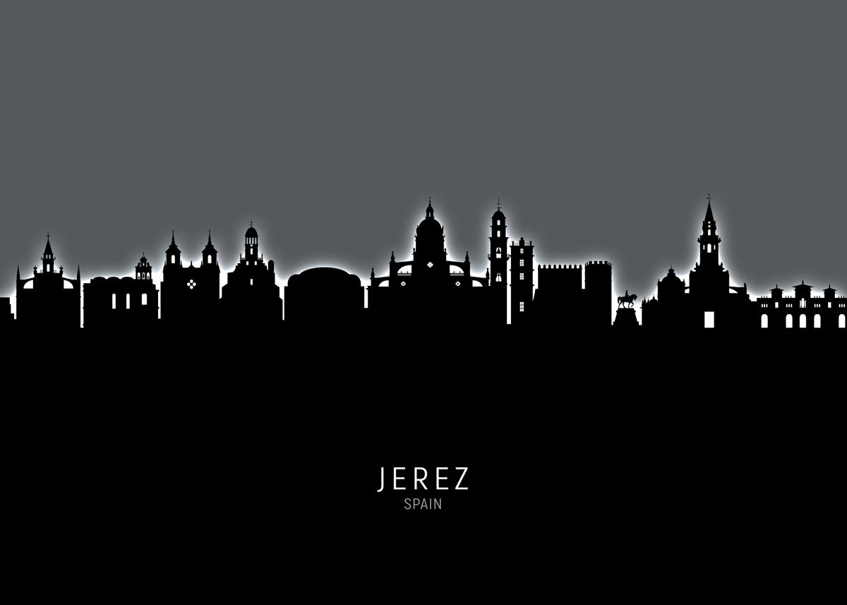 'Jerez Spain Skyline' Poster by Michael Tompsett | Displate