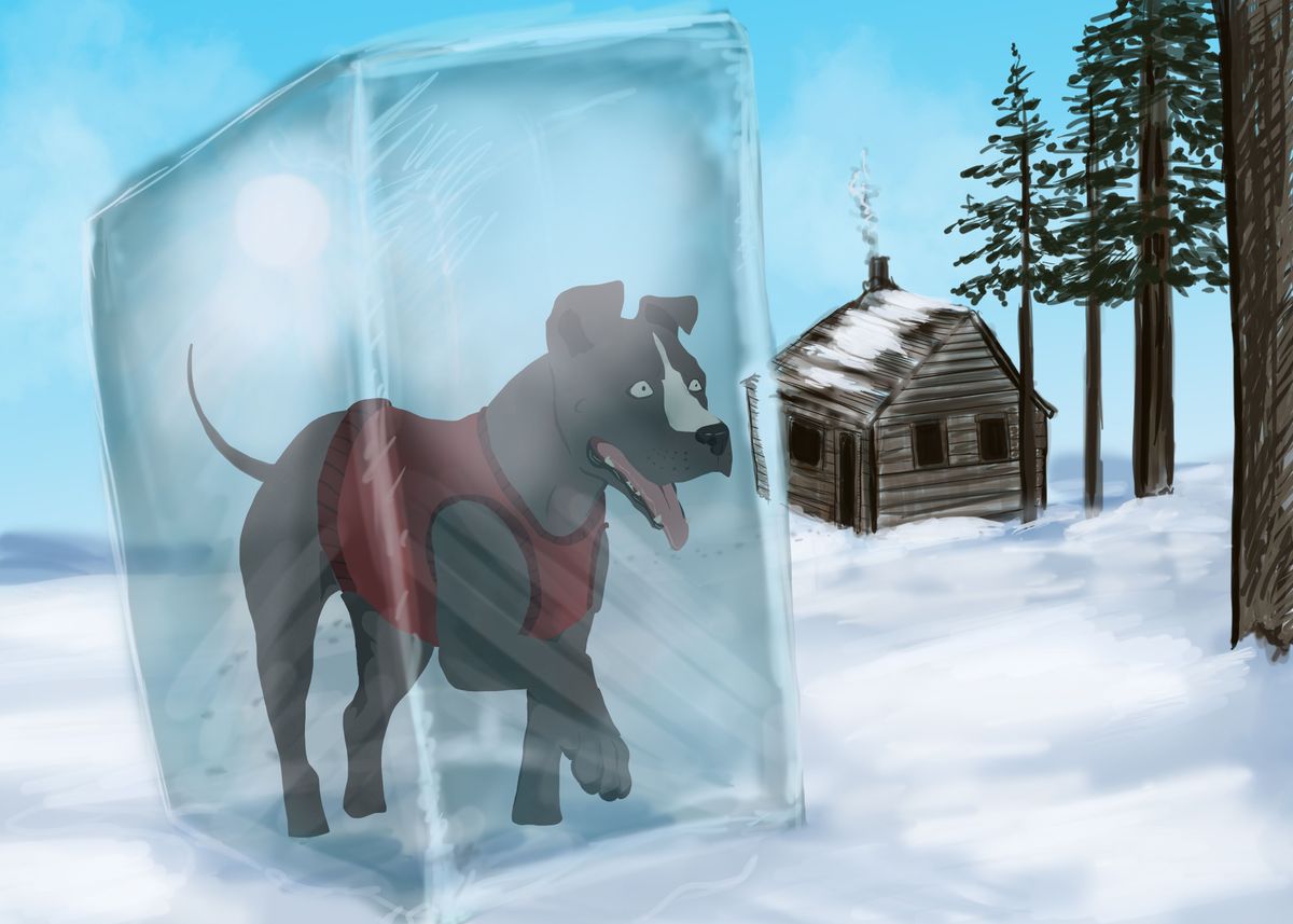 'Frozen Pitbull' Poster, picture, metal print, paint by Sarah ...