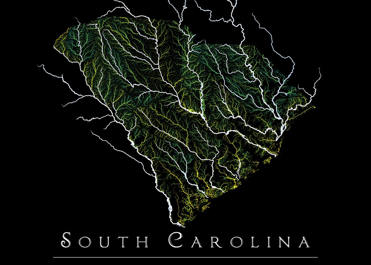 'South Carolina Rivers' Poster by Soula Studios | Displate