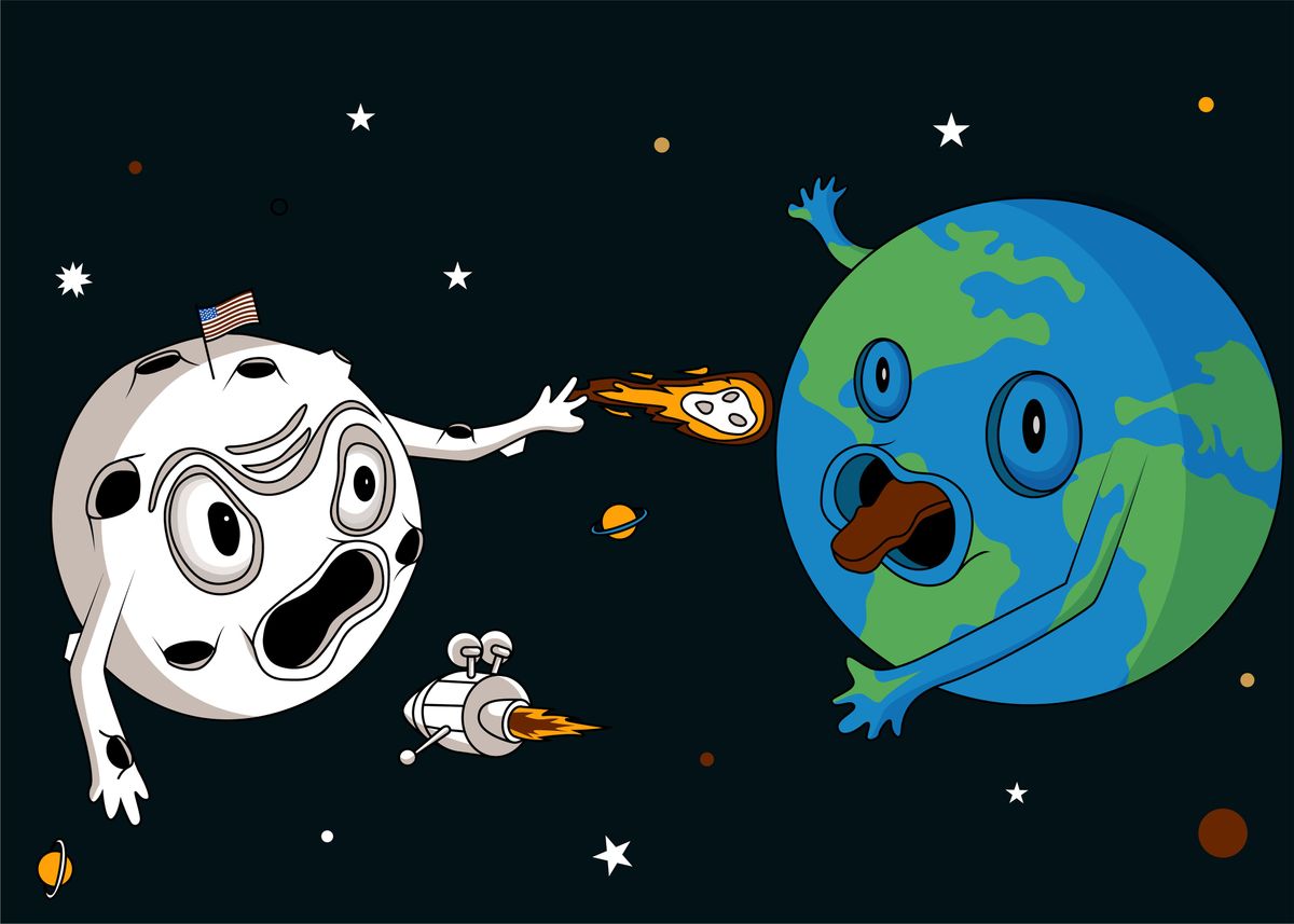 'Moon vs Earth' Poster, picture, metal print, paint by thuan le | Displate