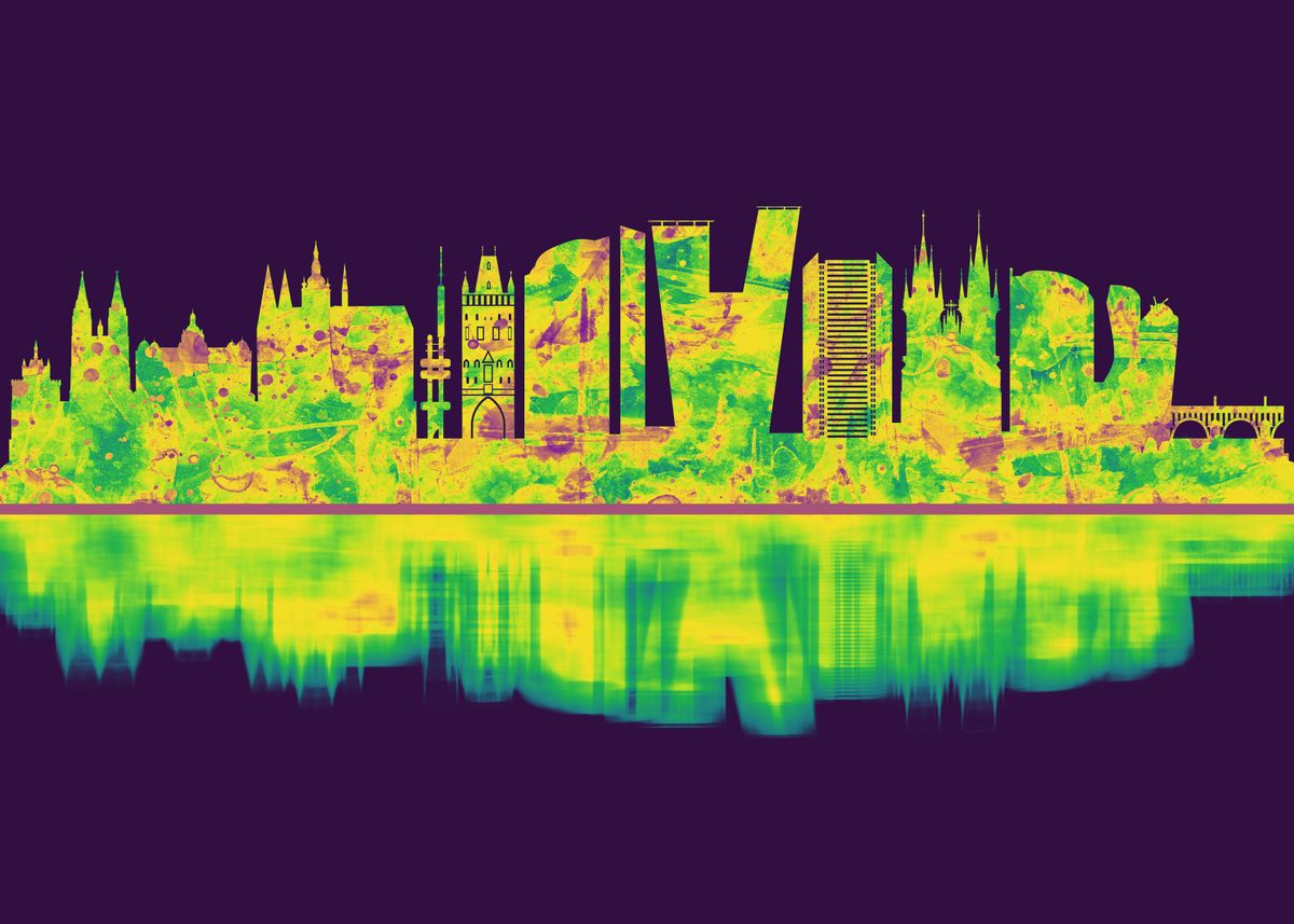 'Prague Skyline' Poster, picture, metal print, paint by Towseef Dar ...