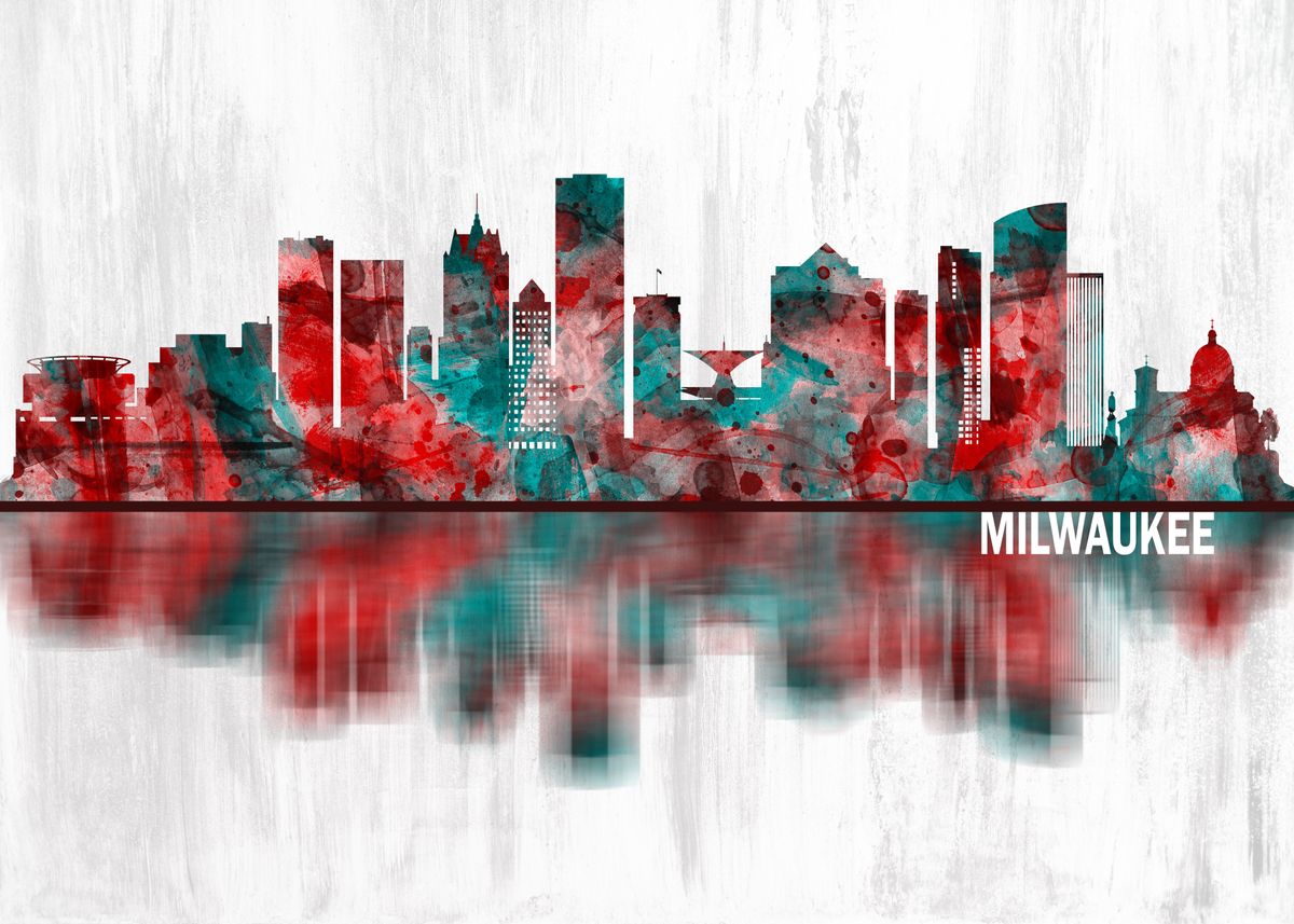 'Milwaukee skyline' Poster, picture, metal print, paint by Towseef Dar ...
