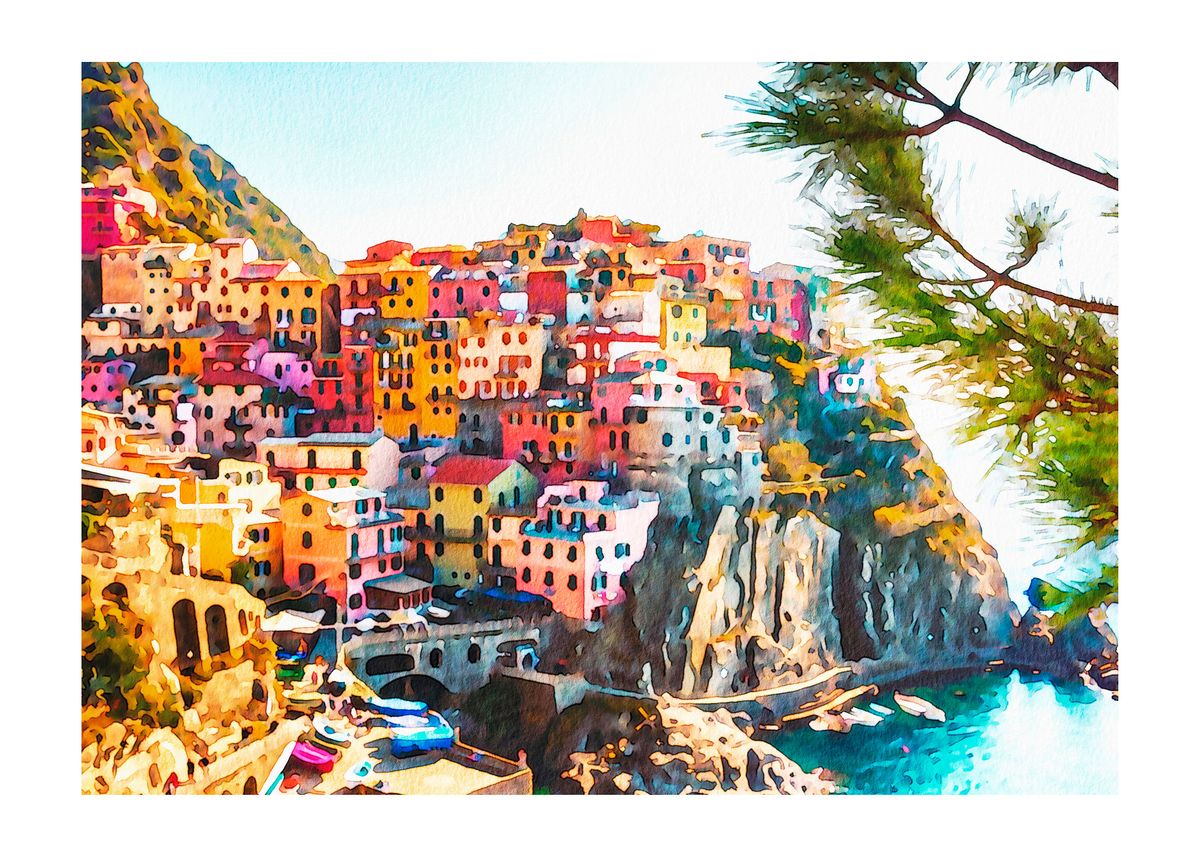 'Bay in Italy' Poster, picture, metal print, paint by George Whiteside ...